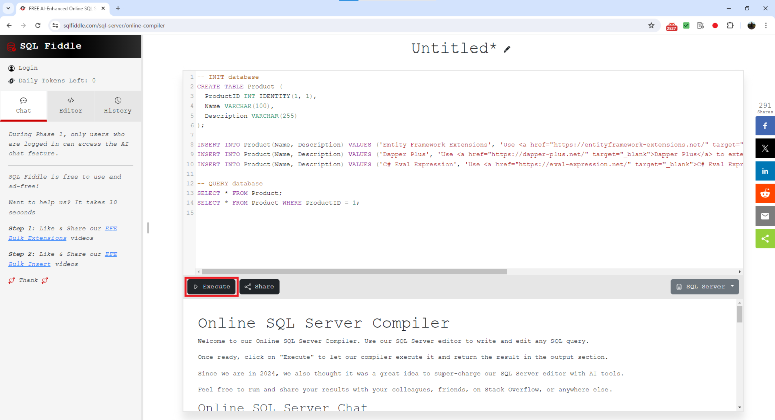 【インストール不要】Webブラウザ上でSQL実行【SQL Fiddle】 - SENORI BLOG